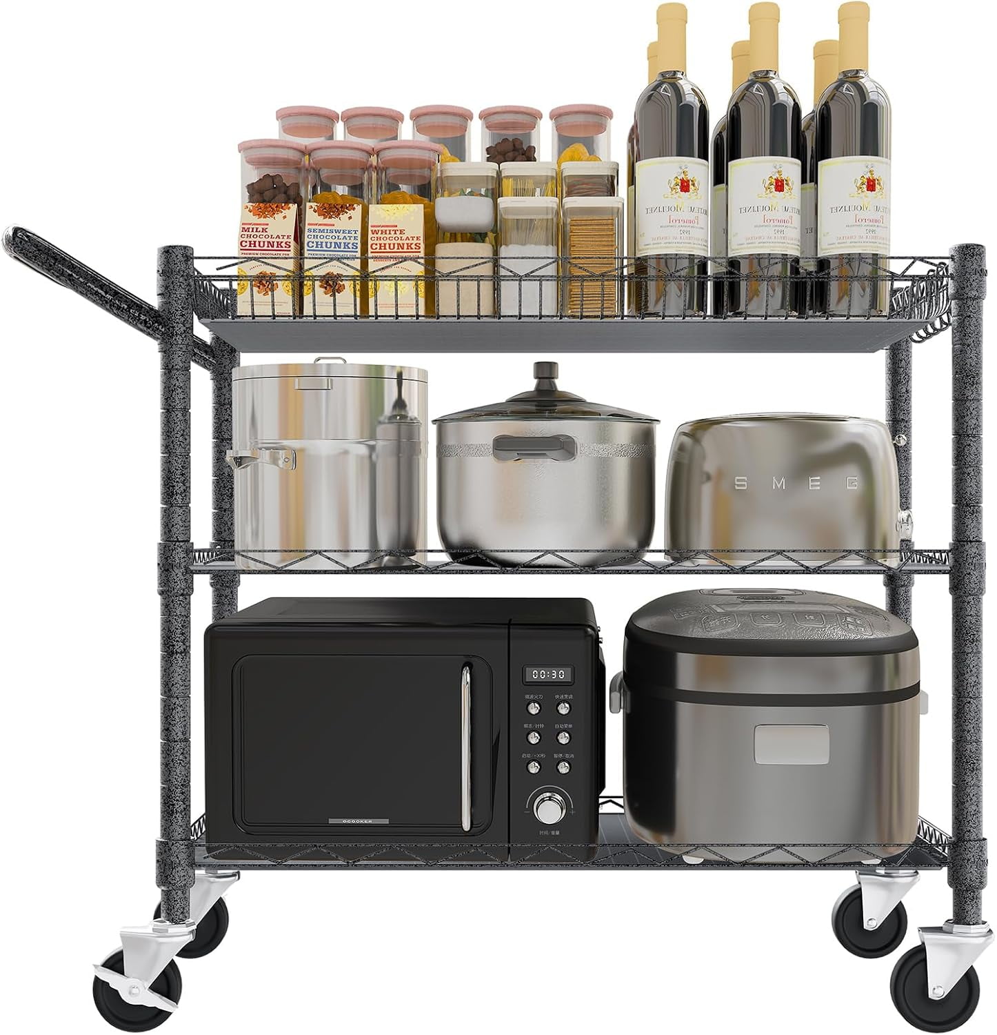 Rolling Carts with Wheels,3 Tier Rolling Cart with 990lbs Capacity ...