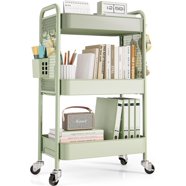 Gymax Heavy Duty 3-Tier Utility Storage Cart with Multi-Use Shelves ...