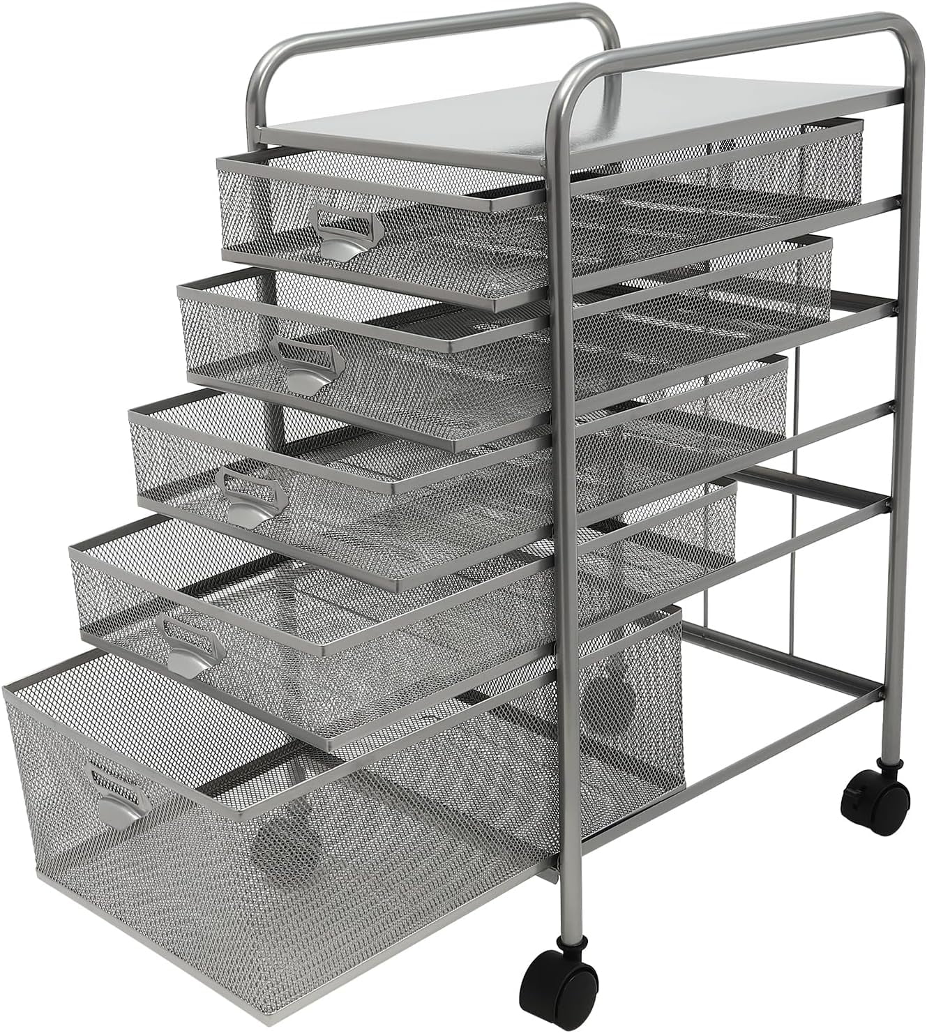 Rolling Carts with Wheels and Drawers, Metal Mesh 5 tier Rolling File ...