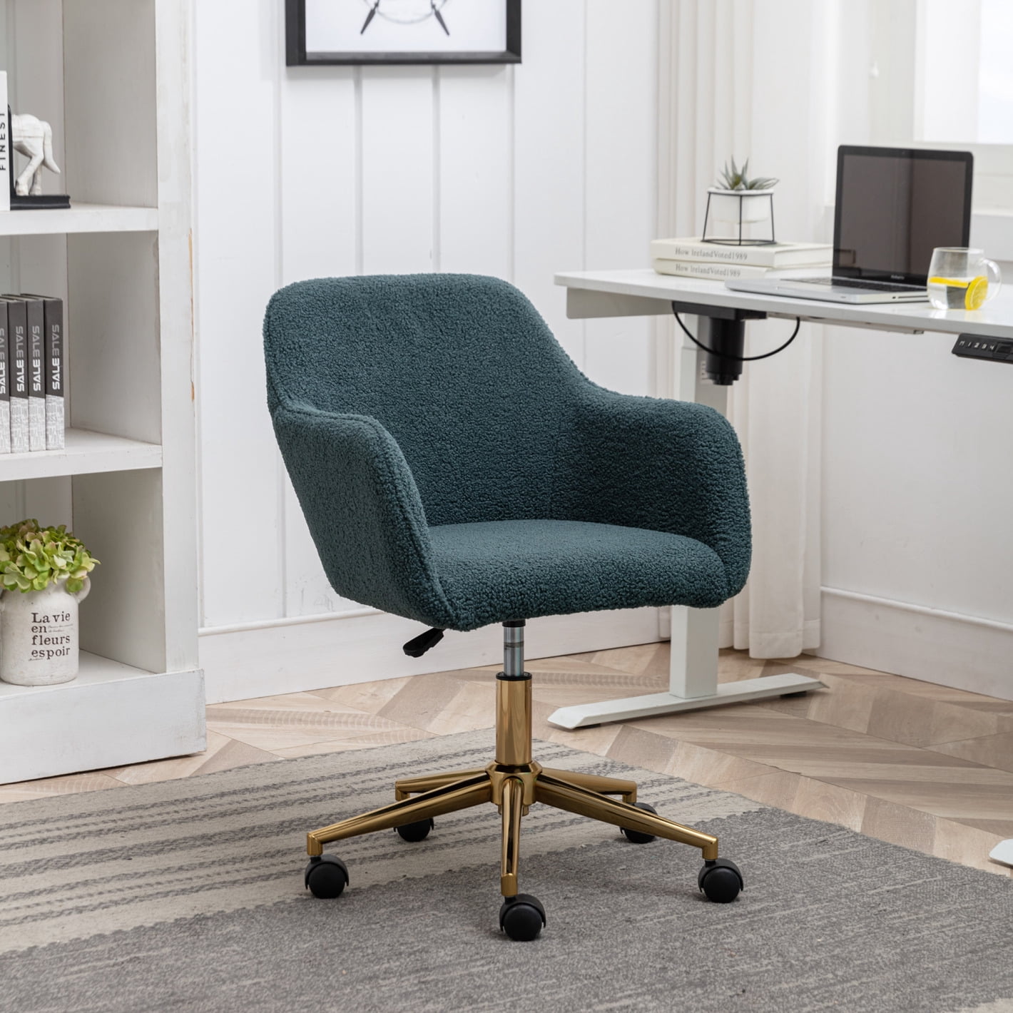 Rolling Chair, Home Office Chair with 360° Swivel and Adjustable Height ...