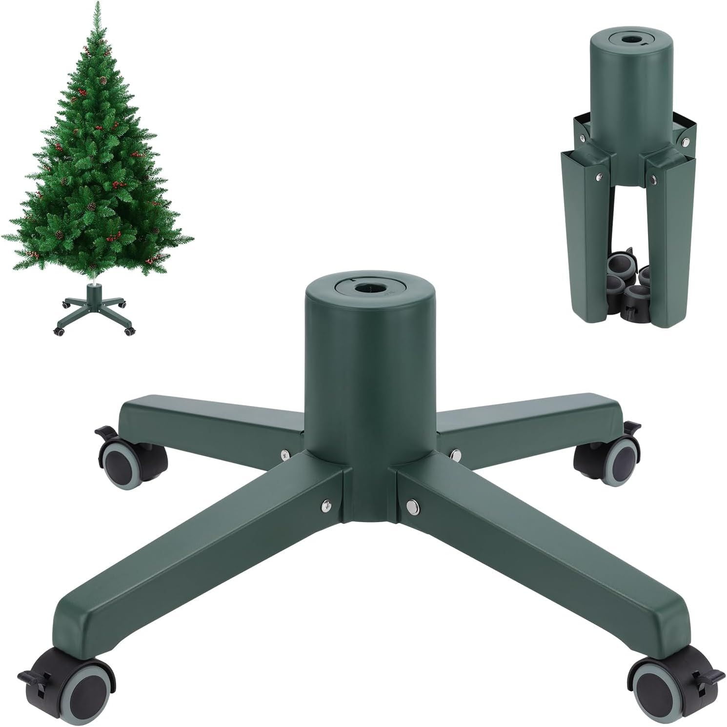 Rolling Christmas Tree Stand with Wheels, Artificial Christmas Tree ...