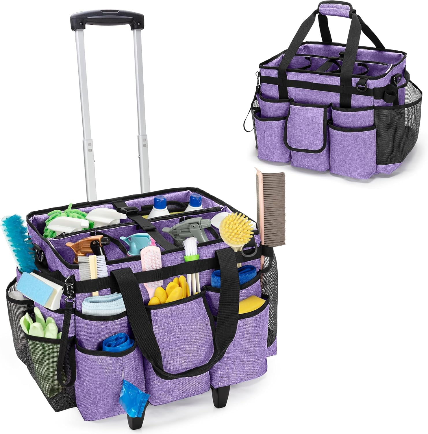 Rolling Cleaning Bag with Detachable Trolley, Professional Cleaning ...