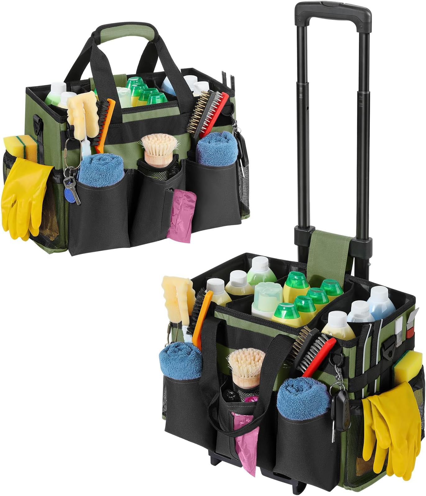 Rolling Cleaning Bag with Detachable Trolley, Professional Portable ...