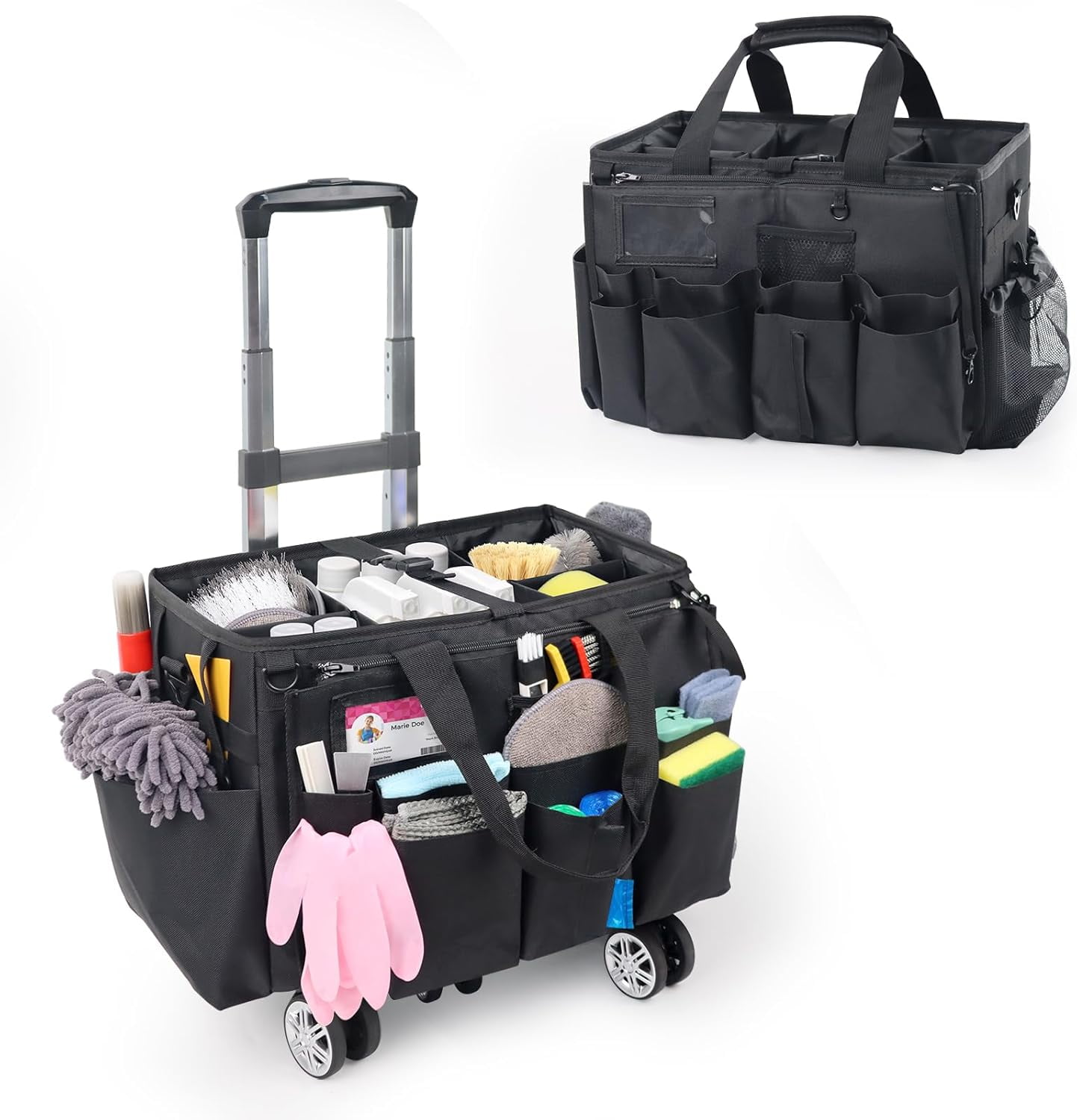 Rolling Cleaning Caddy Bag with Detachable Trolley, Multi-Functional ...