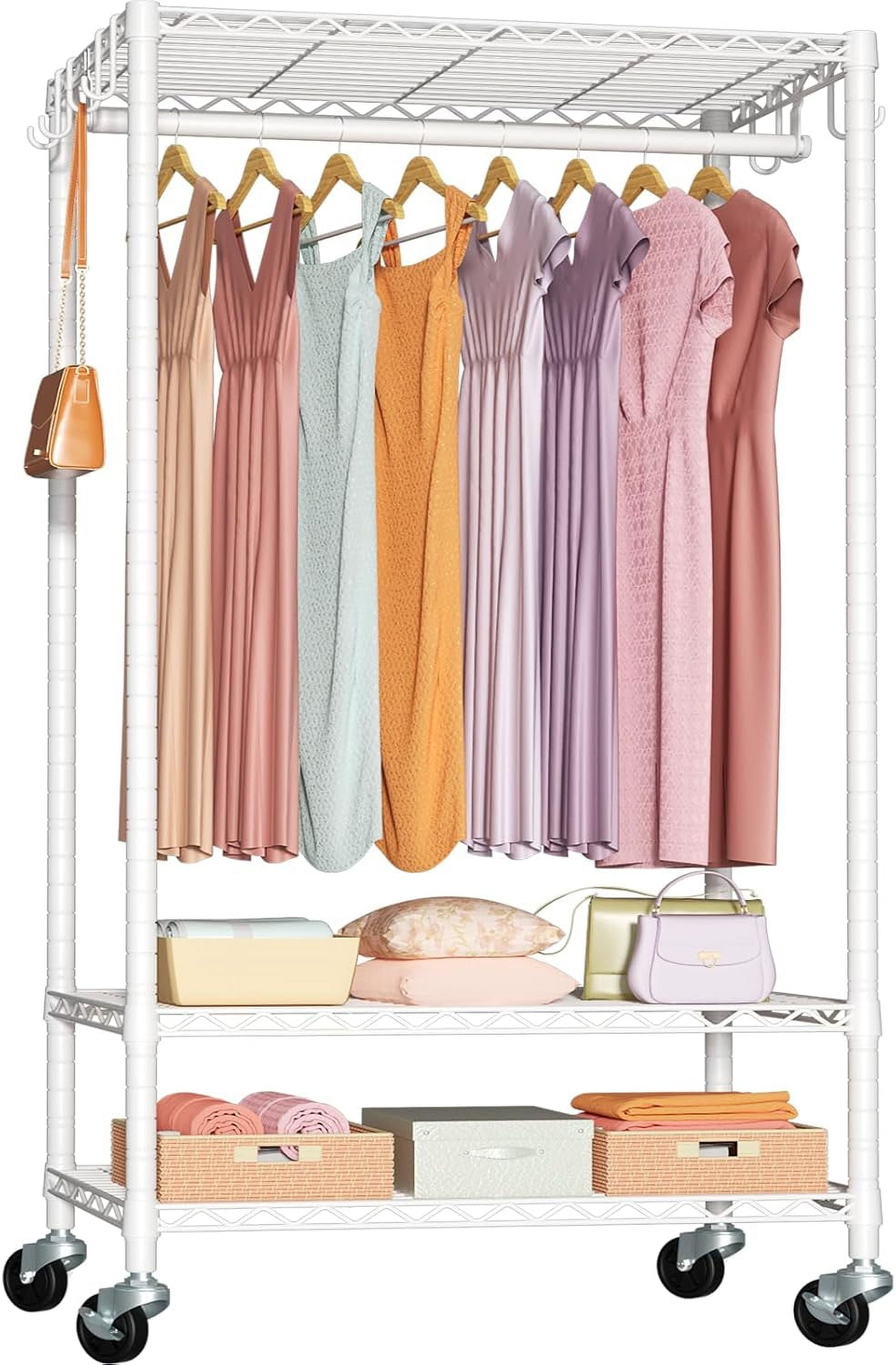 Rolling Clothes Rack Heavy Duty, Clothing Racks for Hanging Clothes ...