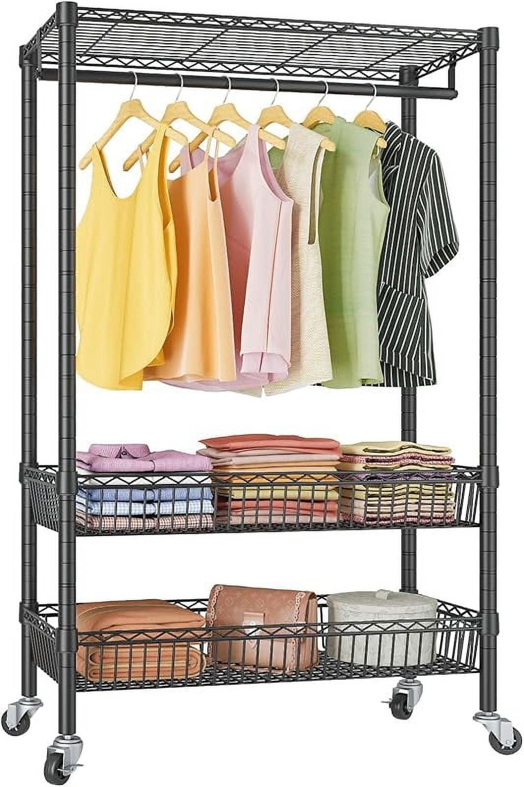 Rolling Clothes Rack Heavy Duty Garment Rack With Wheels, Adjustable ...