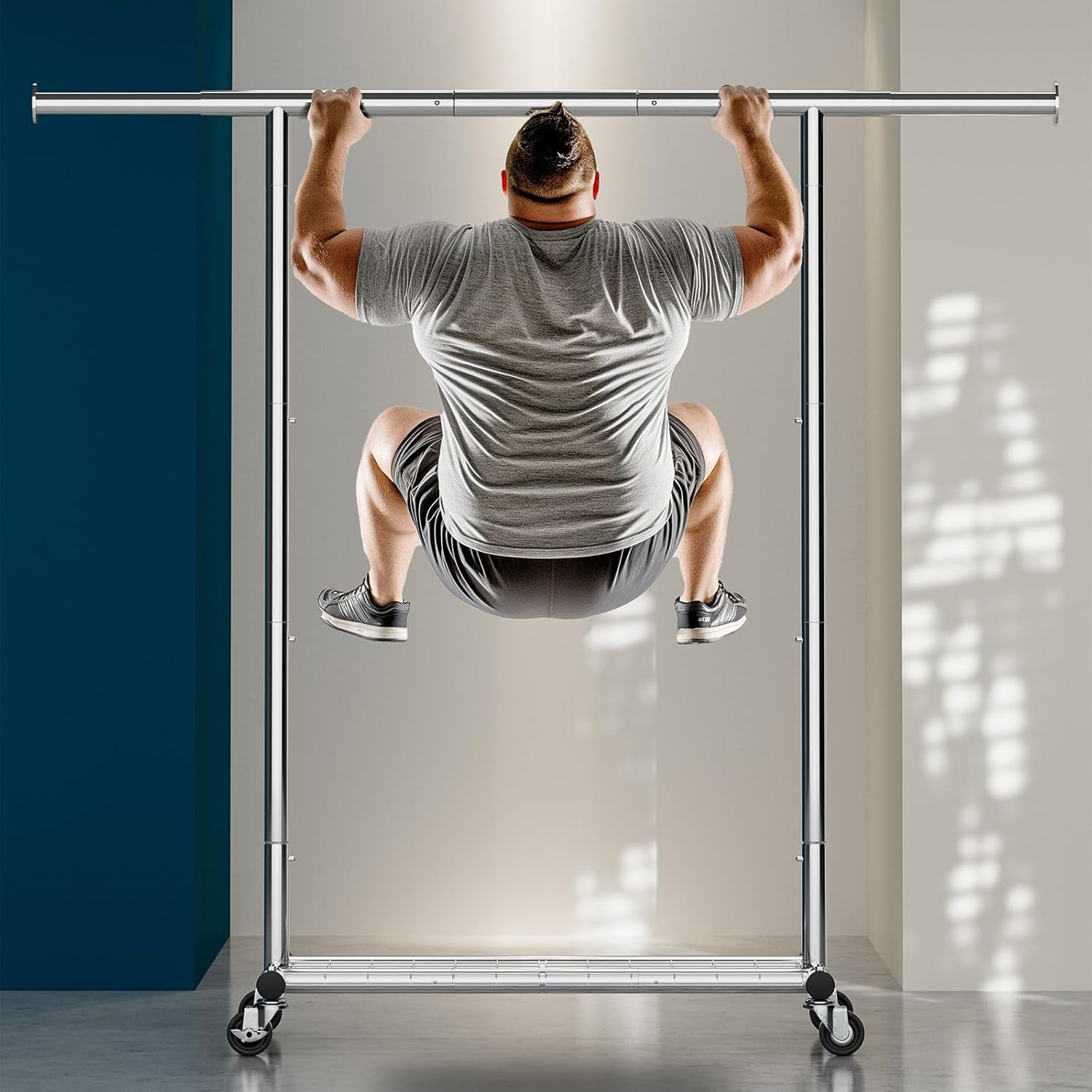 Rolling Clothes-Rack Heavy Duty - Portable Metal Garment Rack with ...