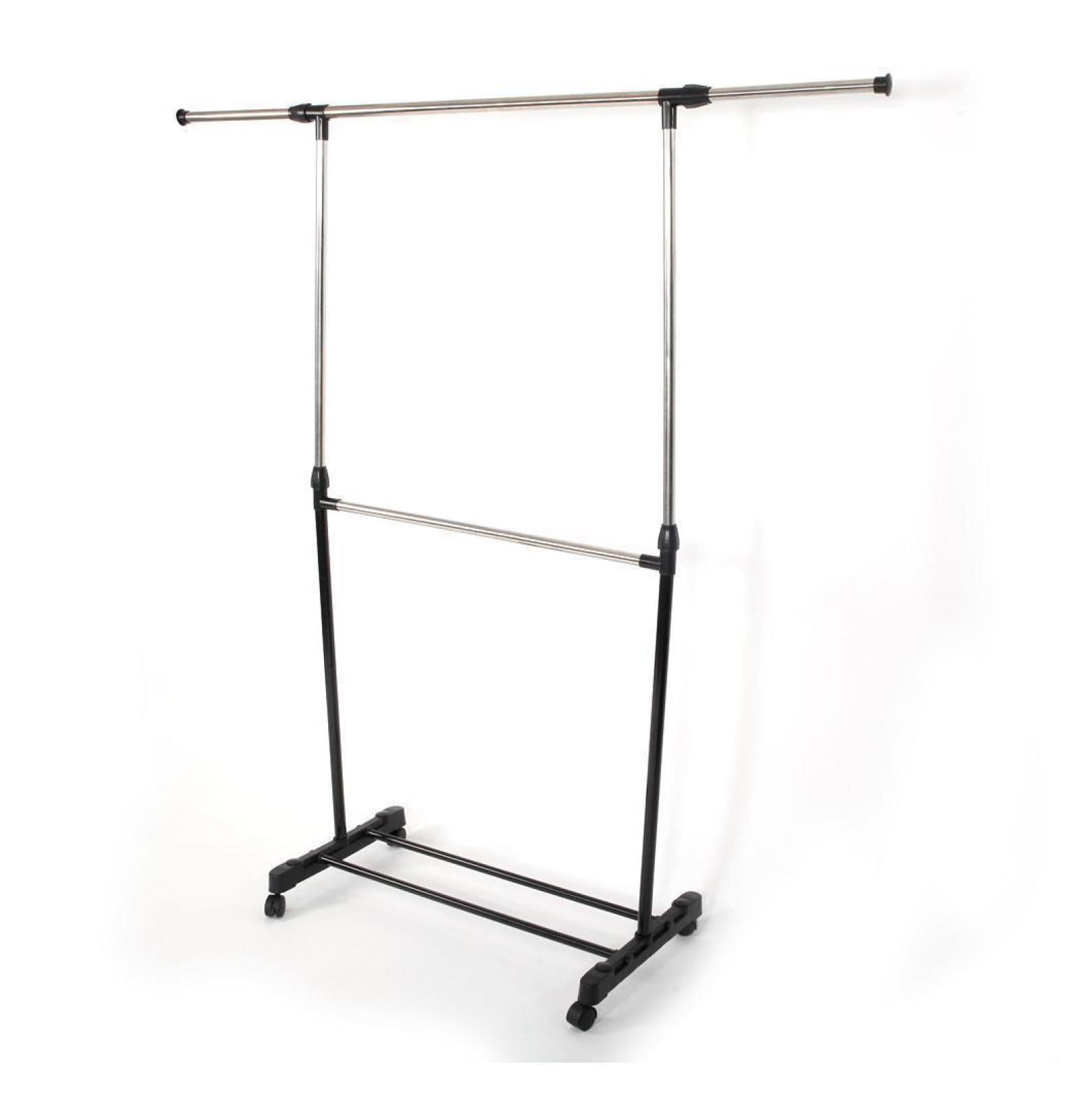 Rolling Clothes Rack Single/Double Rail Hanging Garment Bar Display ...