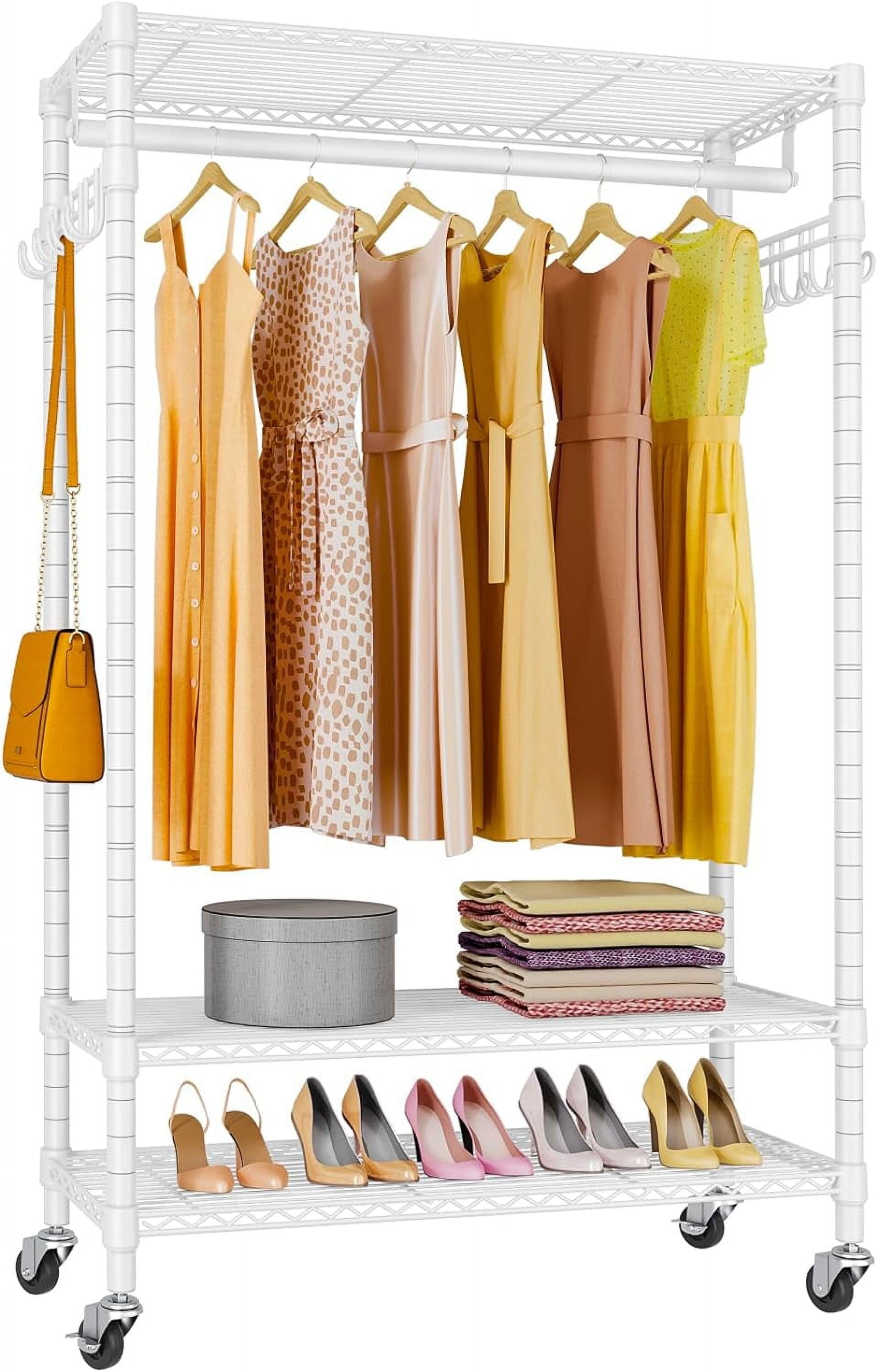 Rolling Clothing Rack Heavy Duty Garment Rack for Hanging Clothes ...