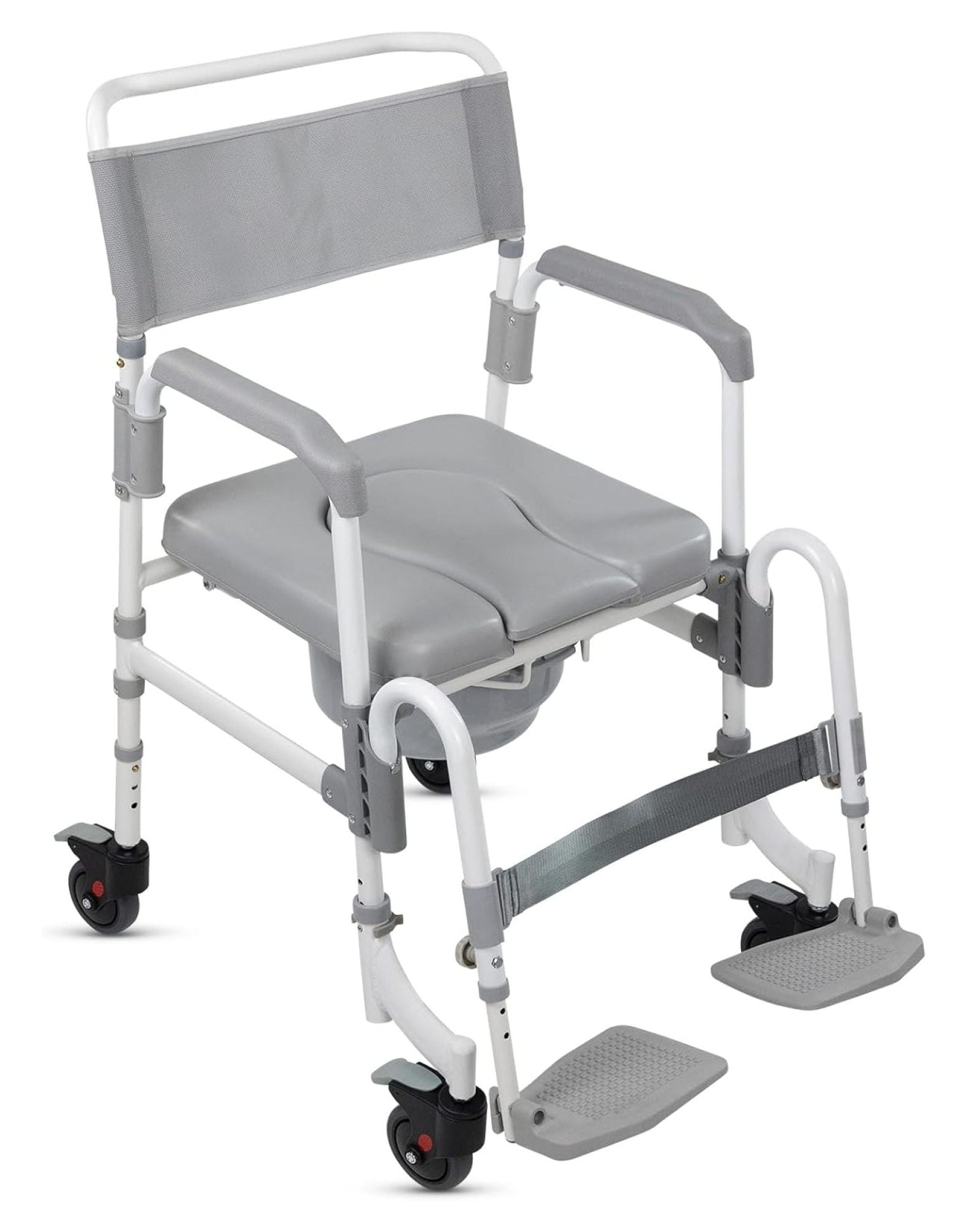 Rolling Commode & Shower Chair with Wheels - 3 in 1 Transport ...