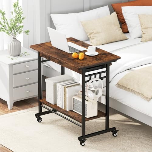 Rolling Computer Desk Cart With Keyboard Tray , Mobile Portable Laptop ...
