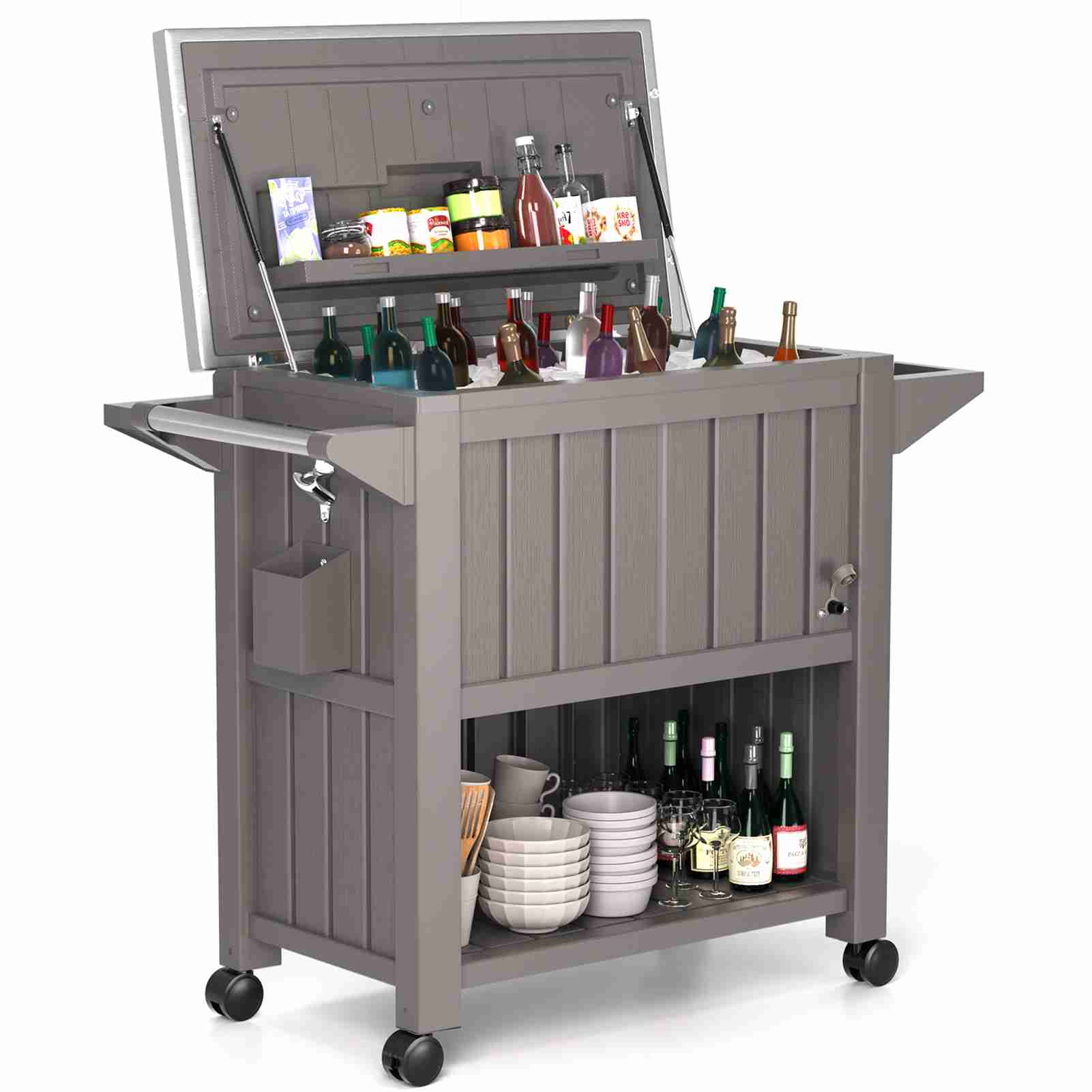 Rolling Cooler Cart Outdoor Drink Cooler Cart Outside Beverage Cooler ...