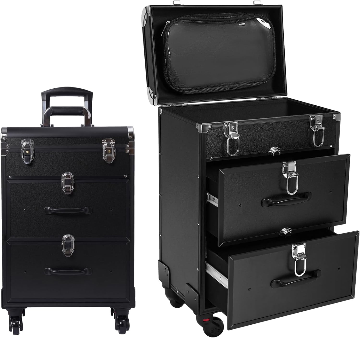 Rolling Cosmetic Case, Large Cosmetic Trolley with Lock, Professional ...