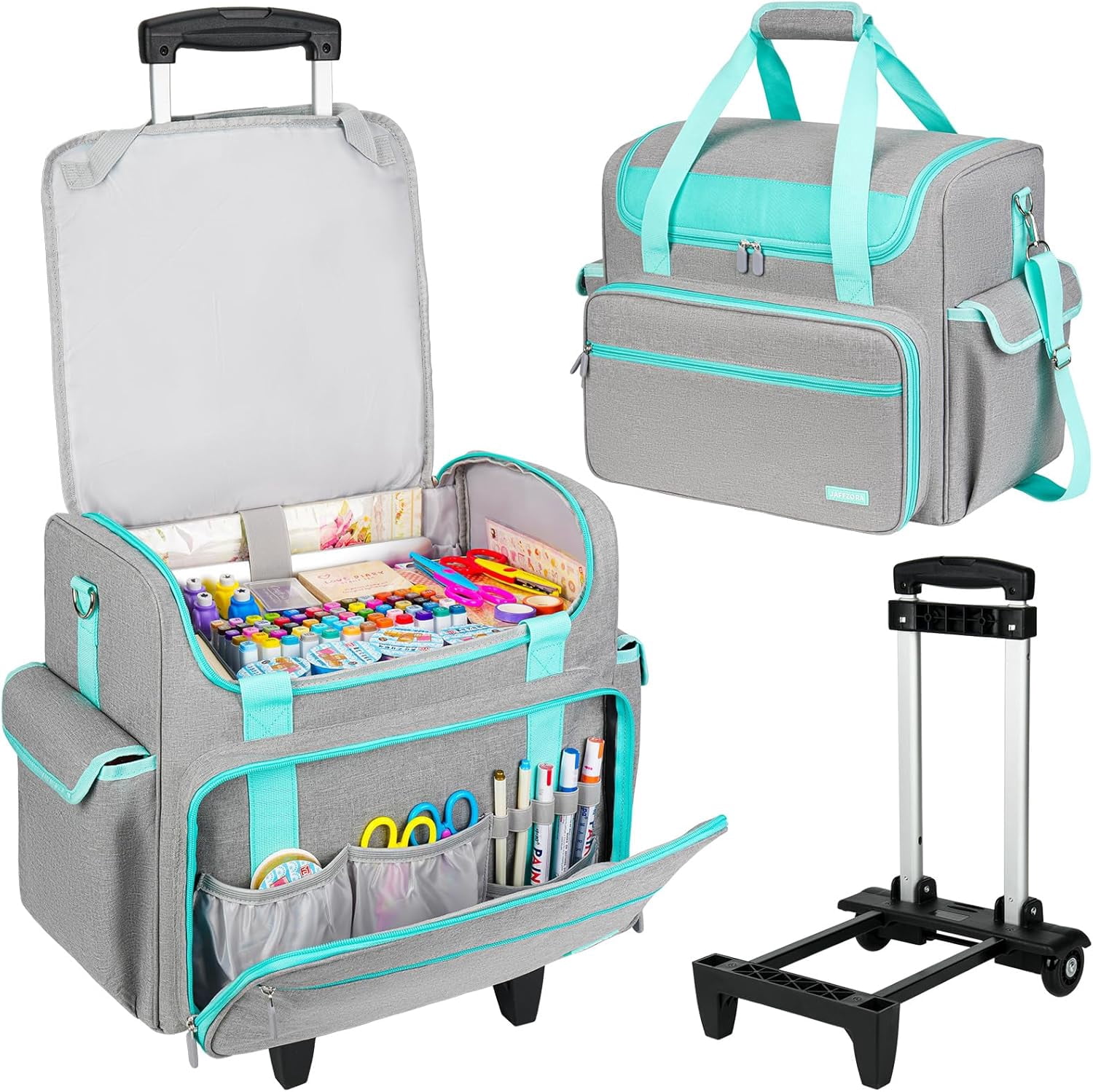 Rolling Craft Bag, Craft Bag with Wheels for Scrapbook Supplies, Large ...