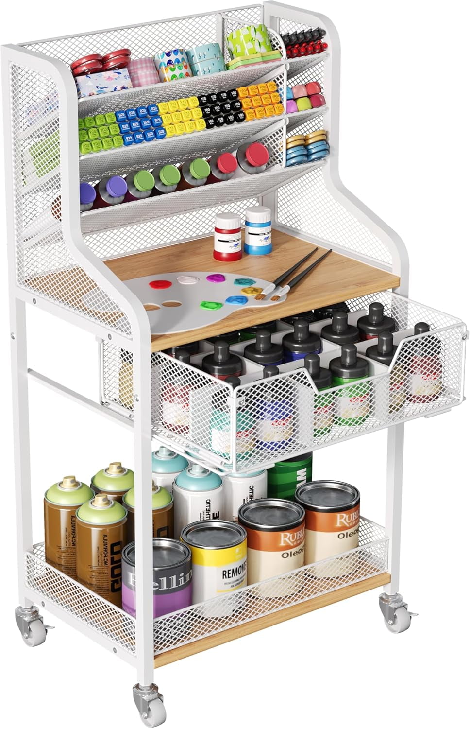 Rolling Craft Cart with Drawer, Craft Storage Cart, Rolling Art Cart ...