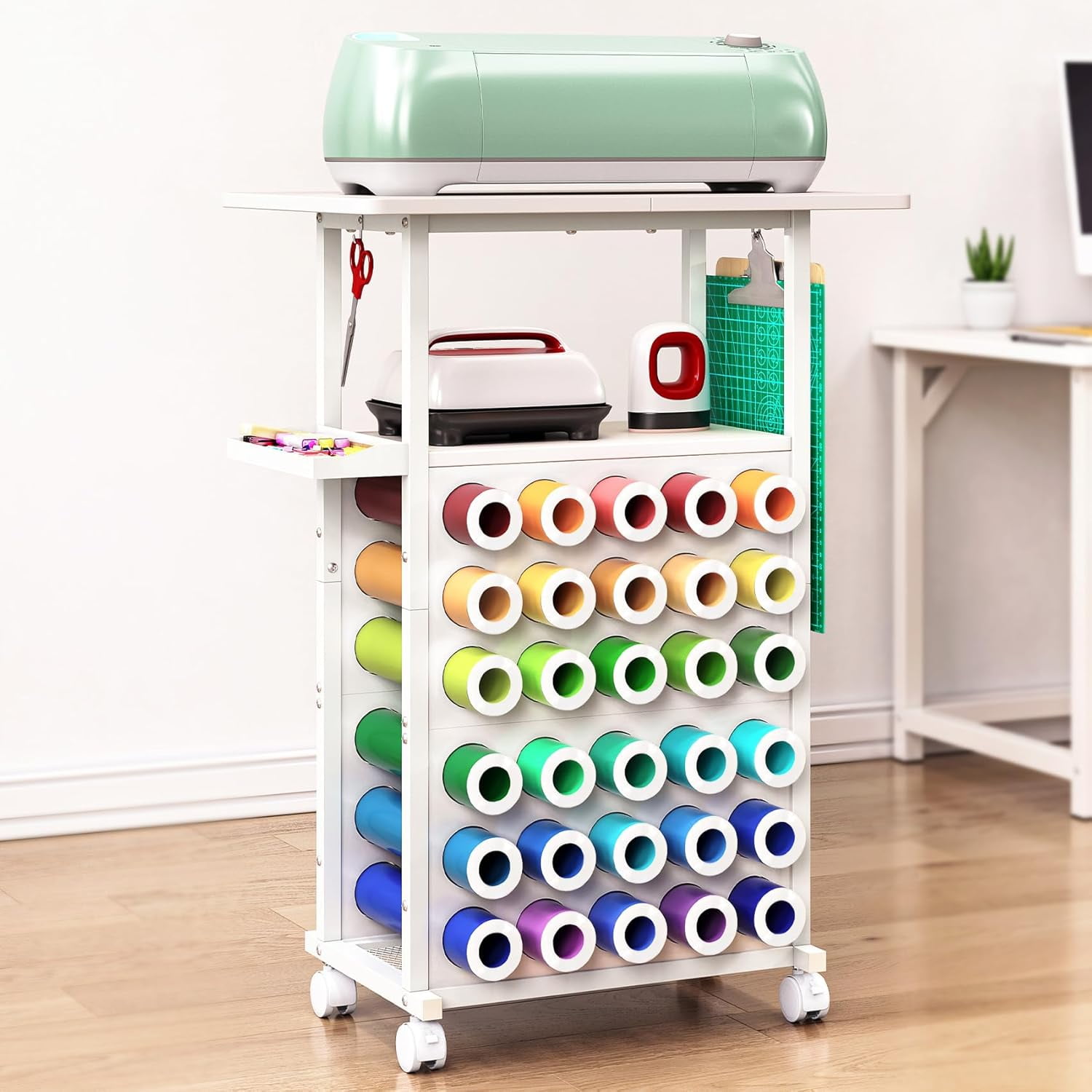 Rolling Craft Storage Cart, Craft Storage Cabinet with 30 Vinyl Roll ...