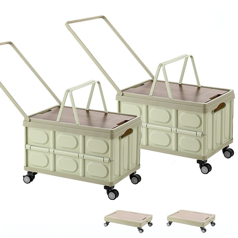 RLUETIME Collapsible Rolling Storage Bin, 55L Folding Utility Cart with ...