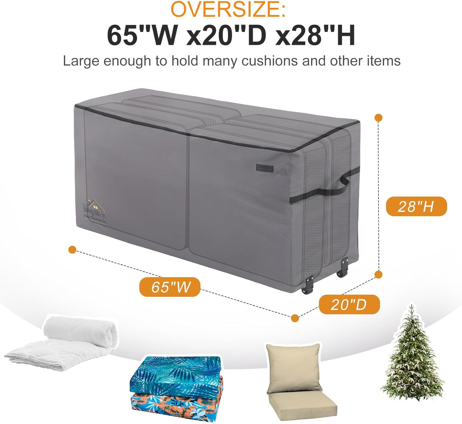 Rolling Cushion Storage Bags with Wheel and Handle, Outdoor Large ...