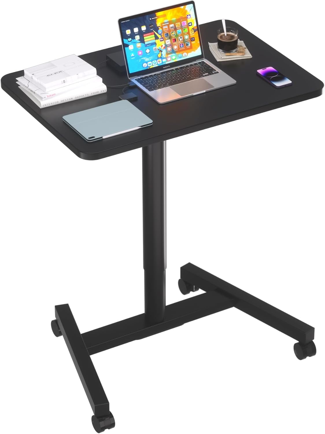 Rolling Desk with Adjustable Height, Portable Standing Desk with ...