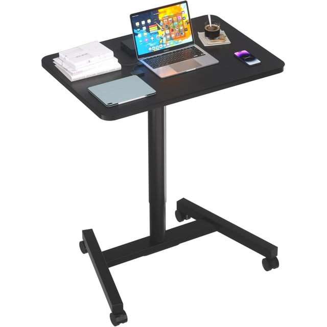 Rolling Desk with Adjustable Height, Portable Standing Desk with ...