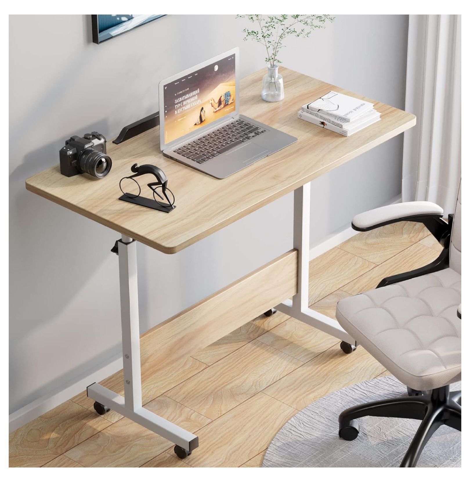 Rolling Desk Adjustable Height,Rolling Computer Cart,Portable Laptop ...