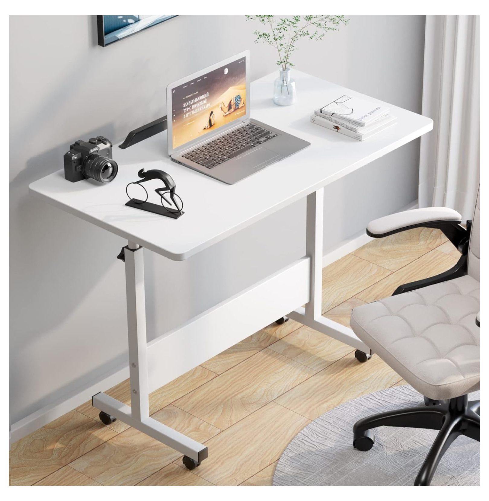 Rolling Desk Adjustable Height,Rolling Computer Cart,Portable Laptop ...