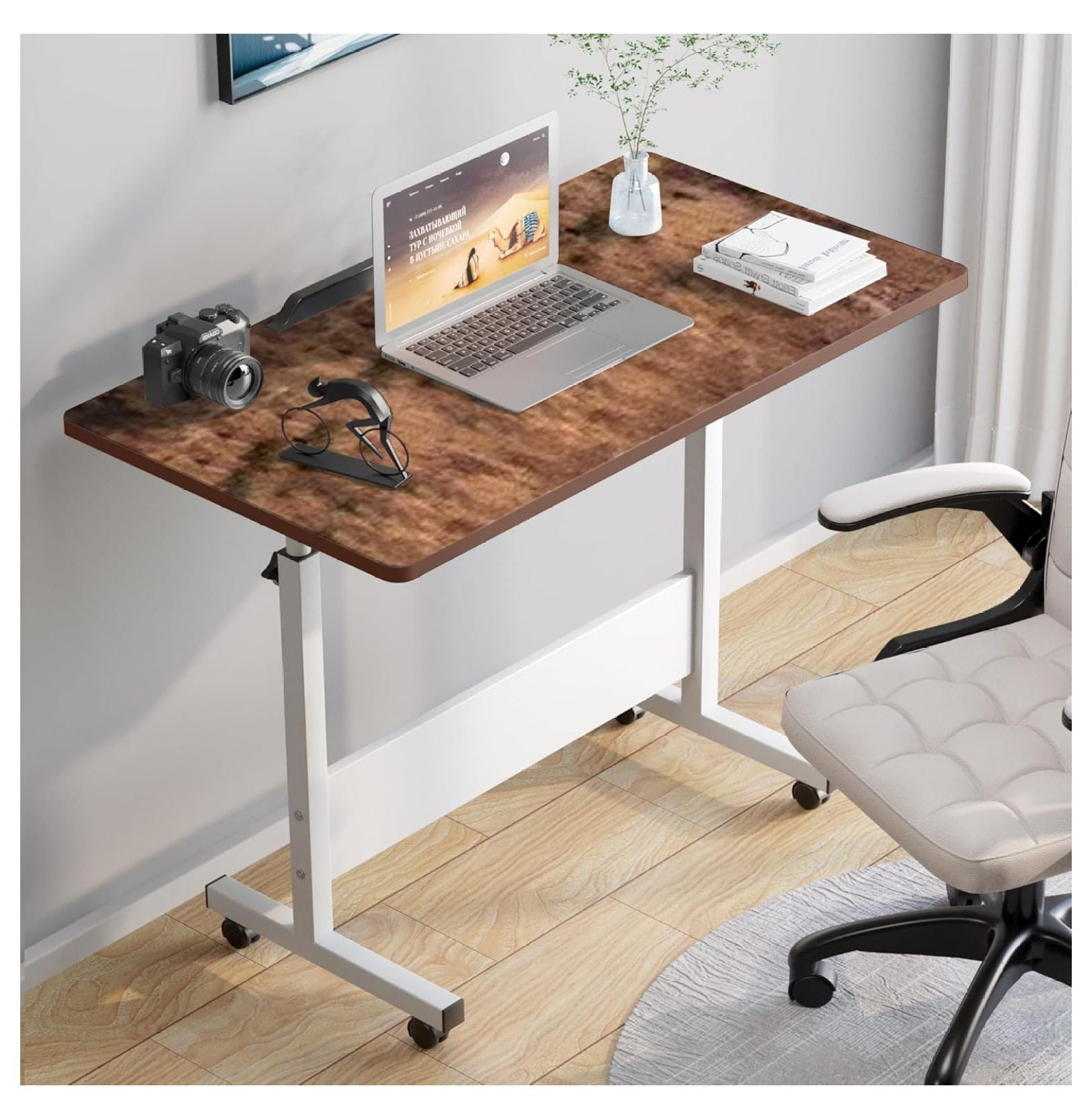 Rolling Desk Adjustable Height,Rolling Computer Cart,Portable Laptop ...