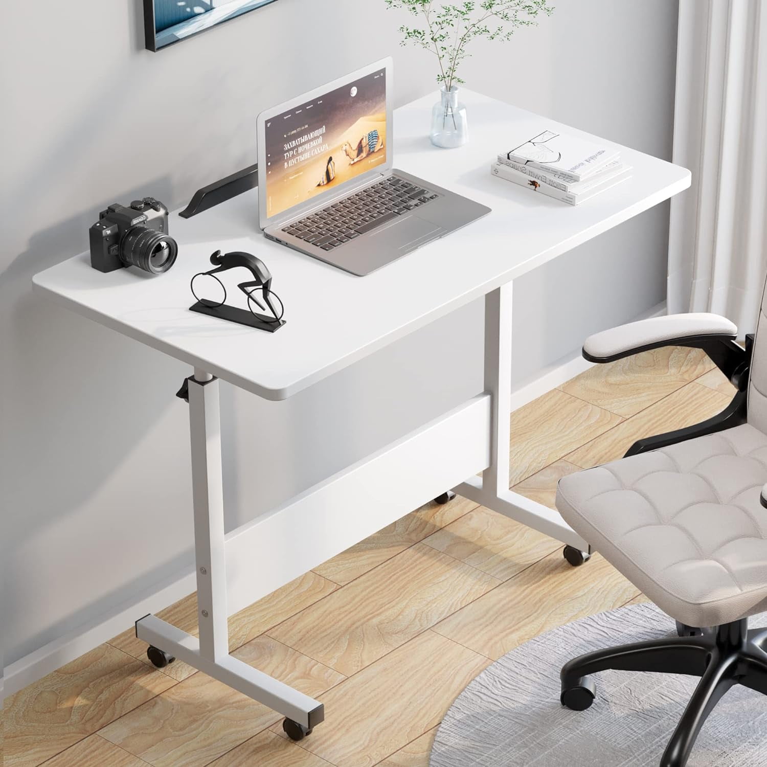 Rolling Desk Adjustable Height,Rolling Computer Cart,Portable Laptop ...