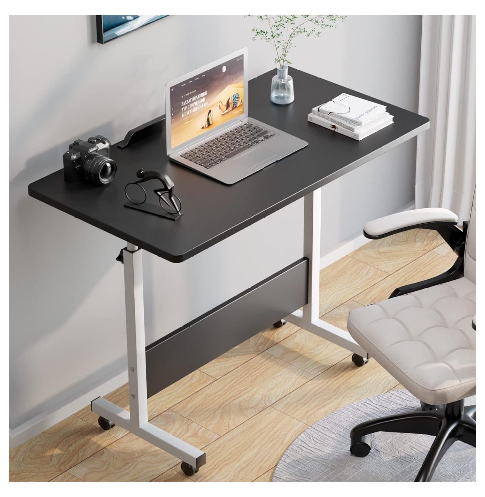 Rolling Desk Adjustable Height,Rolling Computer Cart,Portable Laptop ...