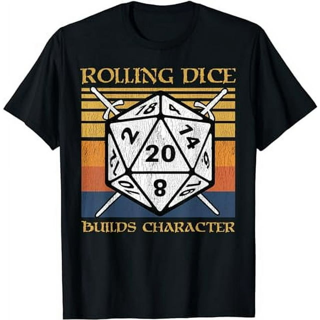 Rolling Dice Builds Character Funny RPG Tabletop Gamer T-Shirt ...