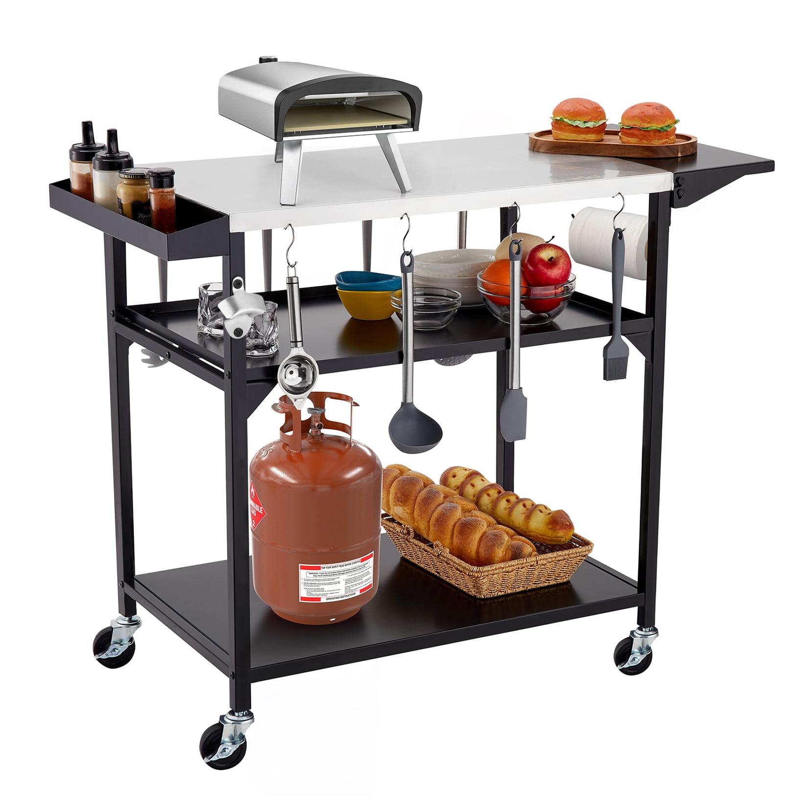 Rolling Dining Table,Outdoor Grill Cart Table,Garden Patio BBQ Kitchen ...