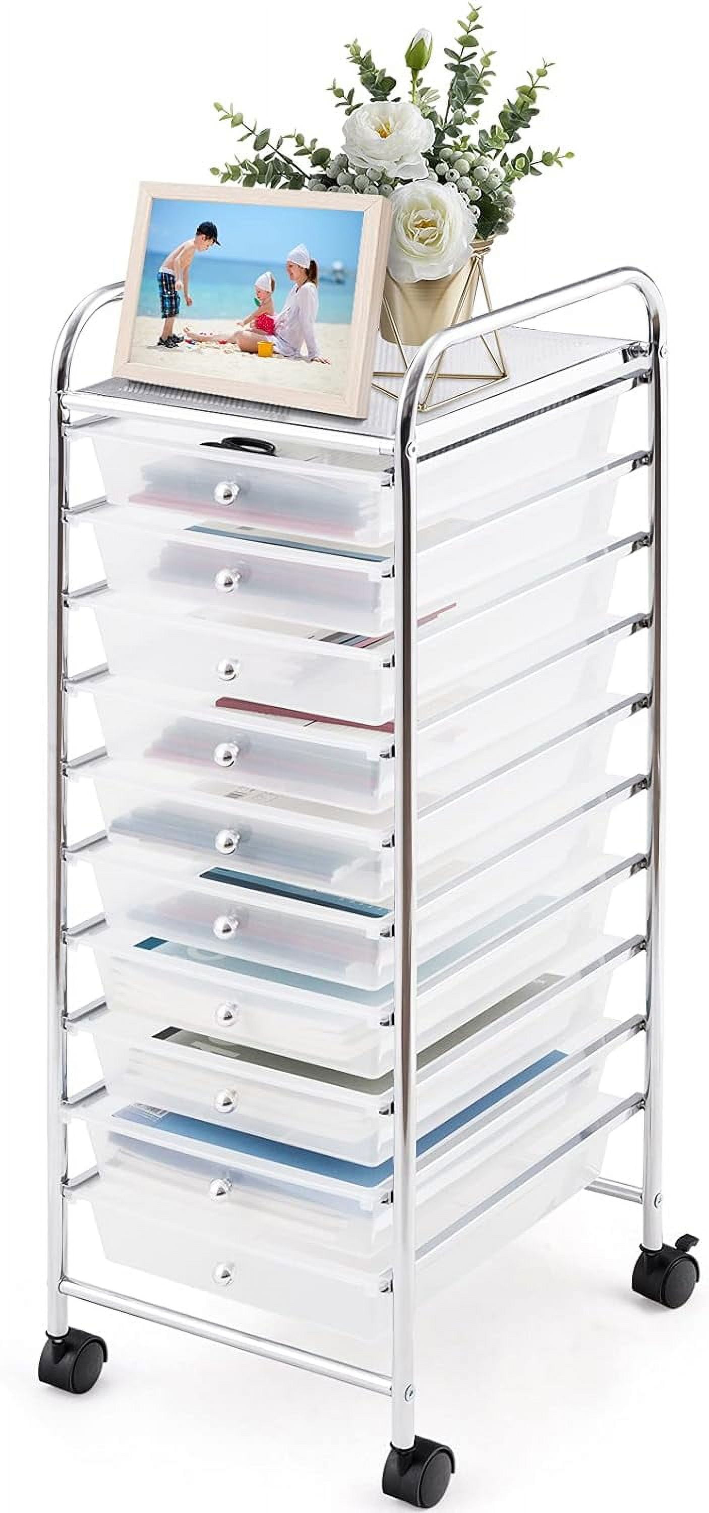 Rolling Drawer Cart with 10 Drawers, Utility Storage Organizer Cart ...