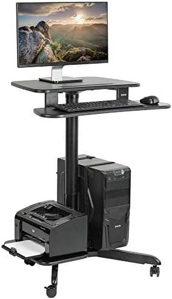 Rolling Dual Tier 24 Inch Sit To Stand Mobile Computer Workstation With ...