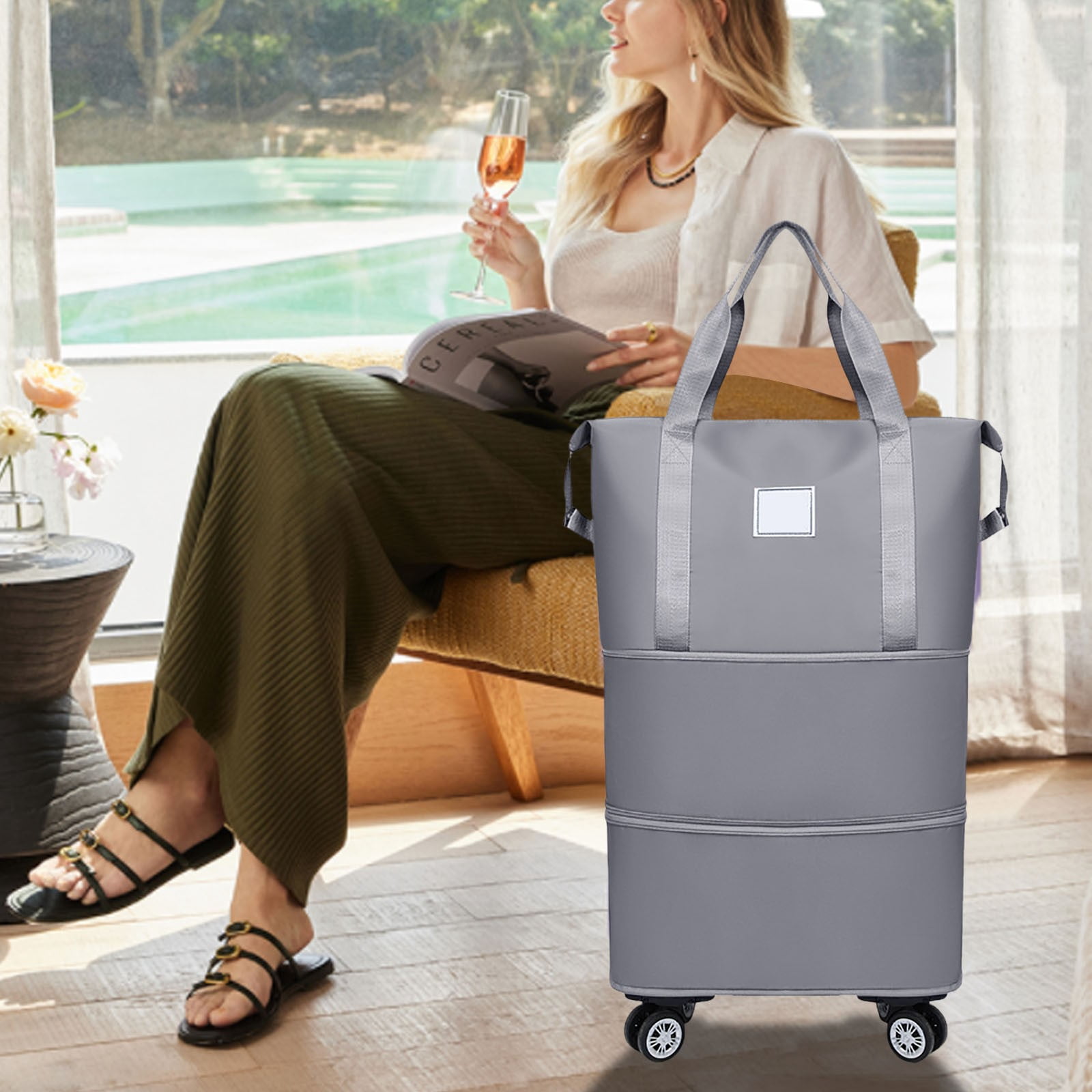 Rolling Duffle Bag with Wheels Expandable Foldable Duffle Bag Luggage ...