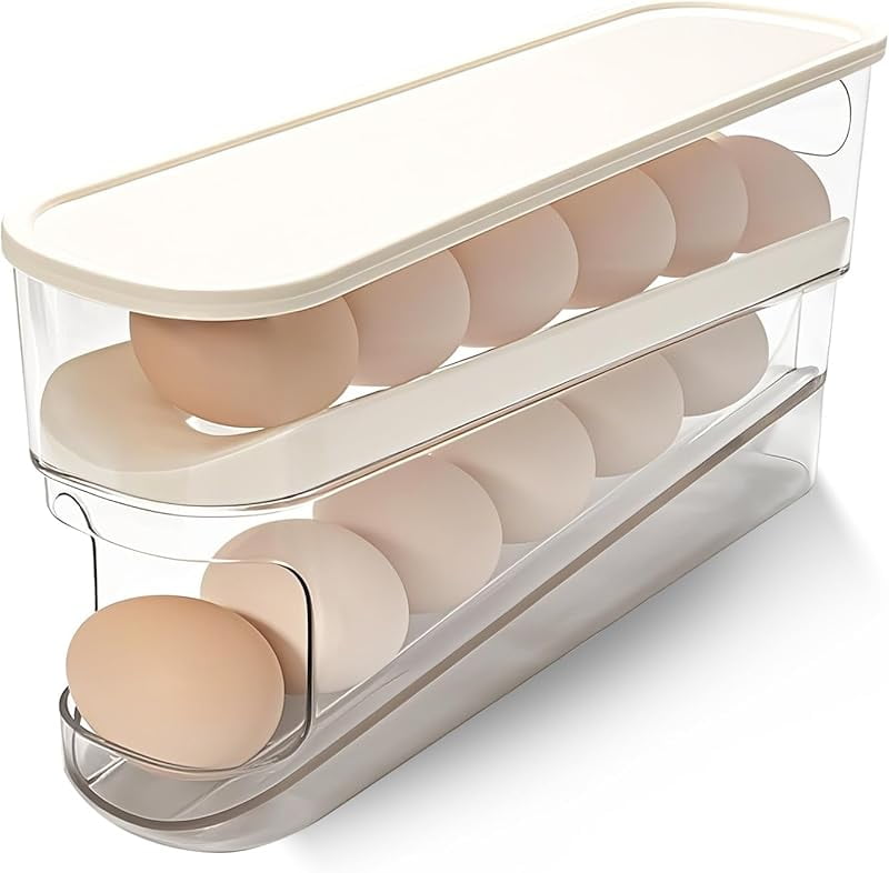 Rolling Egg Holder for Fridge, 24 Count Egg Dispenser for Refrigerator ...
