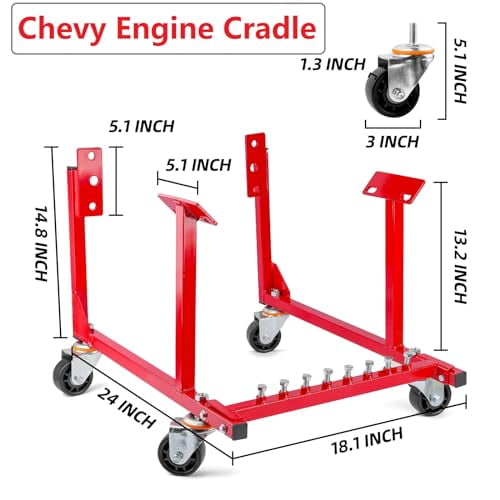Rolling Engine Cradle Stand with Wheels, Fits V8 Small Block and Big ...