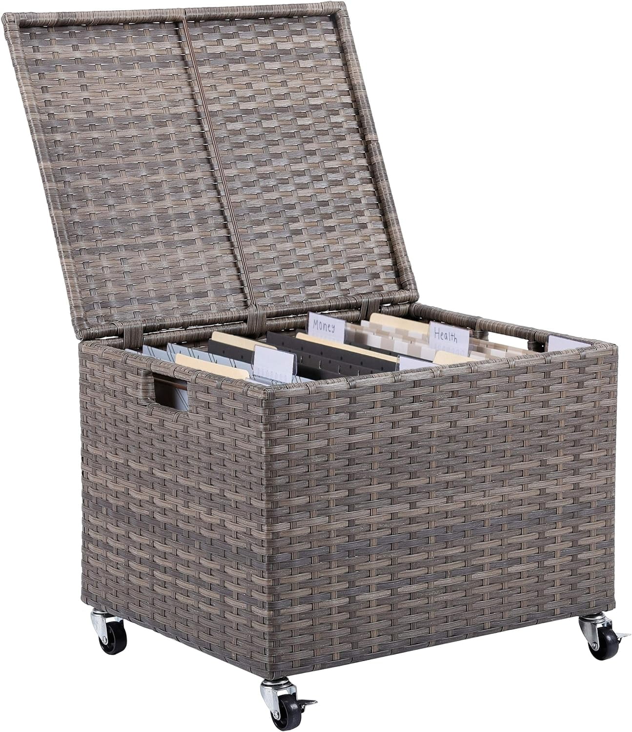 Rolling File Box - Storage Cabinet with Wheels - Weatherproof Rattan ...