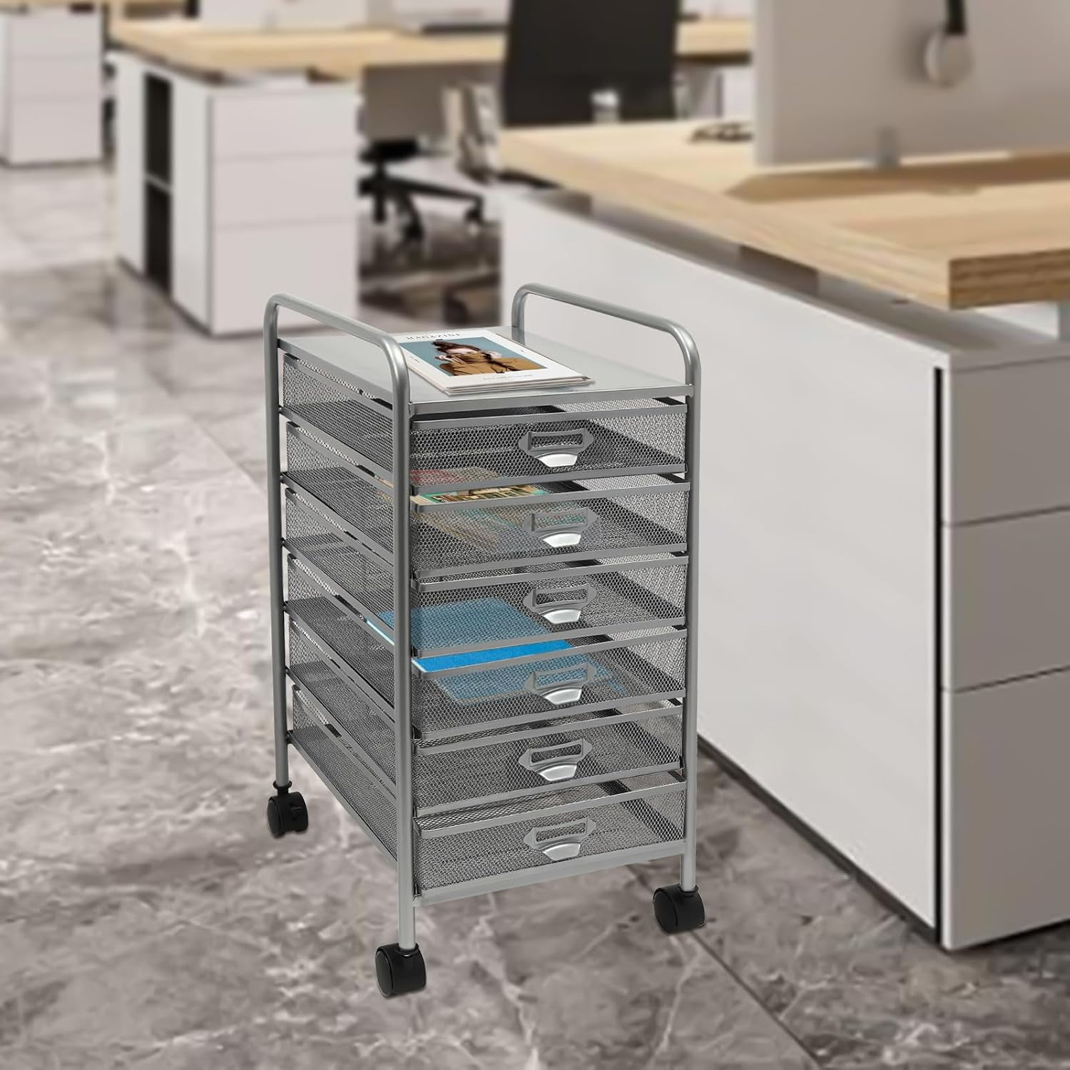 Rolling File Cabinet with 6 Drawers Carts with Wheels for Letter Size ...