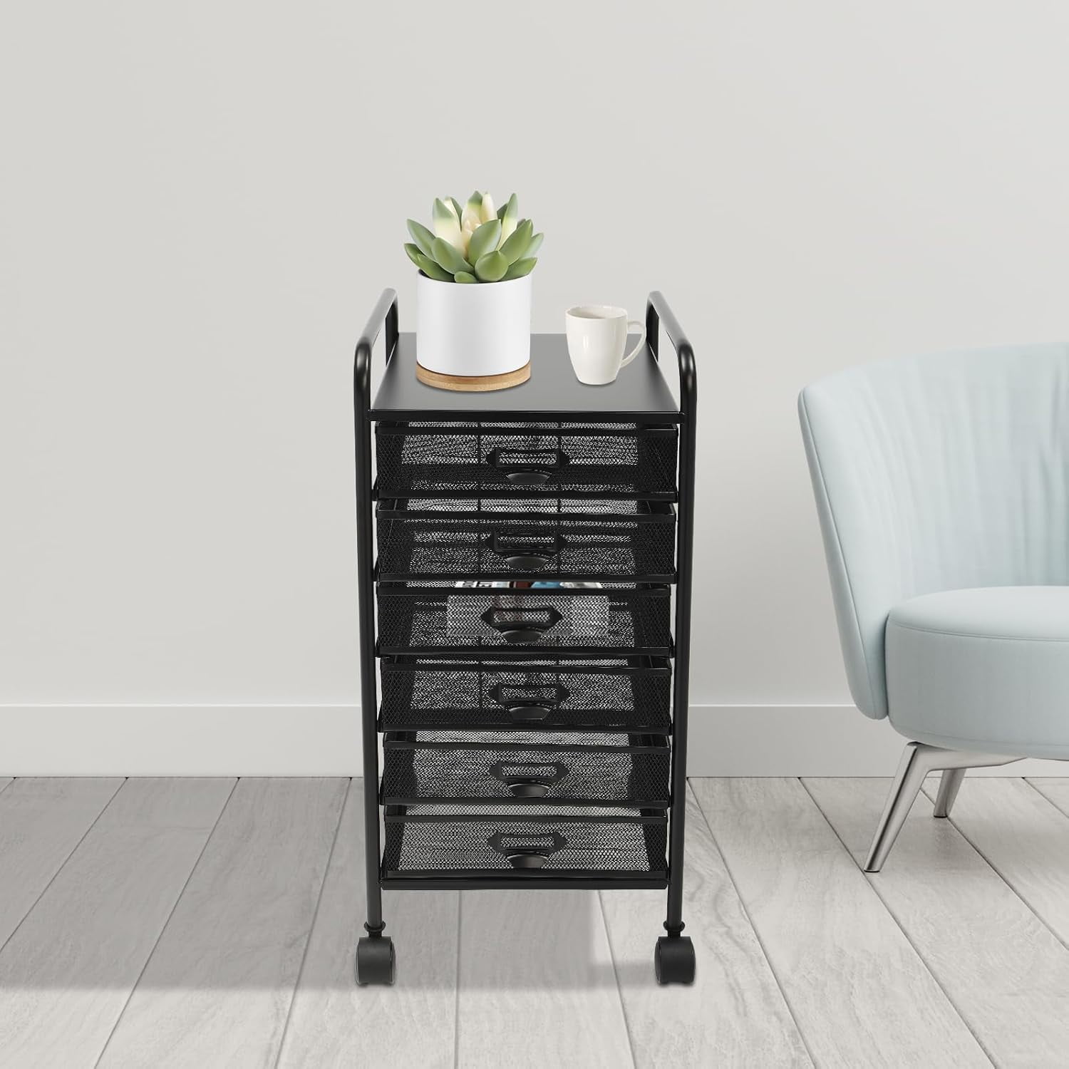 Rolling File Cabinet with 6 Drawers Carts with Wheels for Letter Size ...