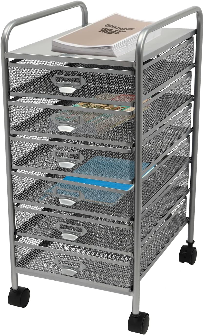 Rolling File Cabinet with 6 Drawers, Filing Cart Under Desk Storage ...
