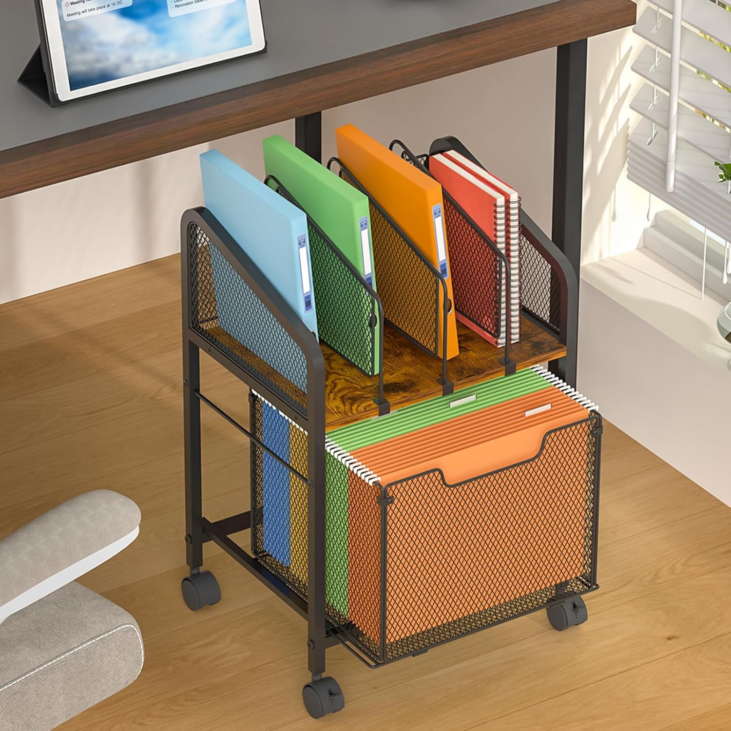 Rolling File Cabinet with Adjustable Dividers, Vertical Filing Cabinet ...