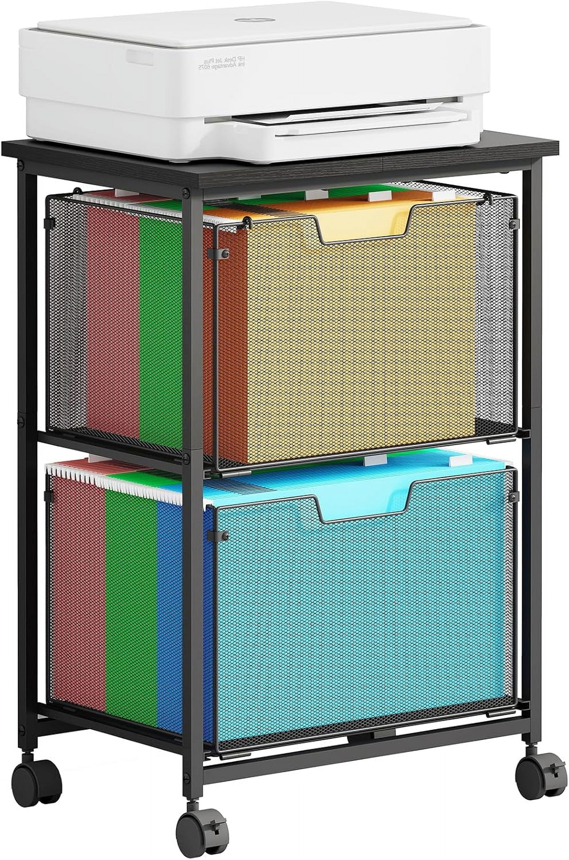 Rolling File Cabinet Cart, 2 Drawers Filing Cabinet for Home Office ...