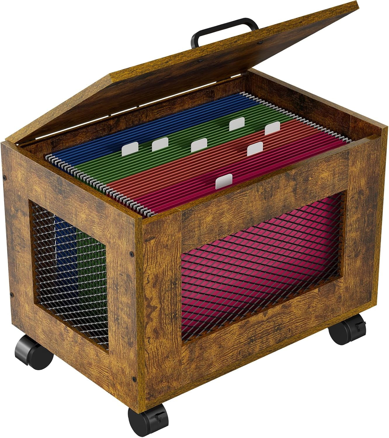 Rolling File Cabinet Cart, Hanging File Organizer Box with Lid for Home ...