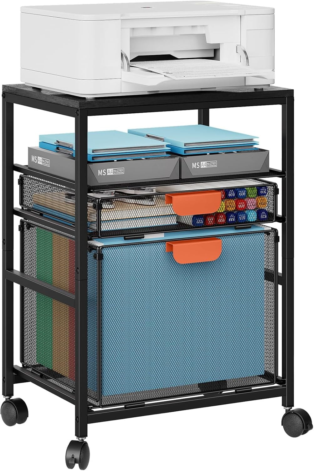 Rolling File Cabinet with Handle, Mobile File Cabinet on Lockable ...