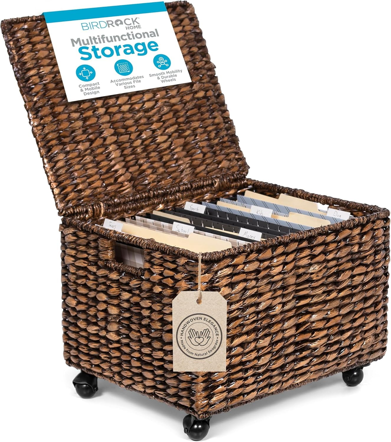 Rolling File Cabinet with Lid | Small Wooden Under Desk Organizer ...