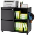 Rolling File Cabinet with Lock 2 Drawer Metal Mobile Office Filing ...