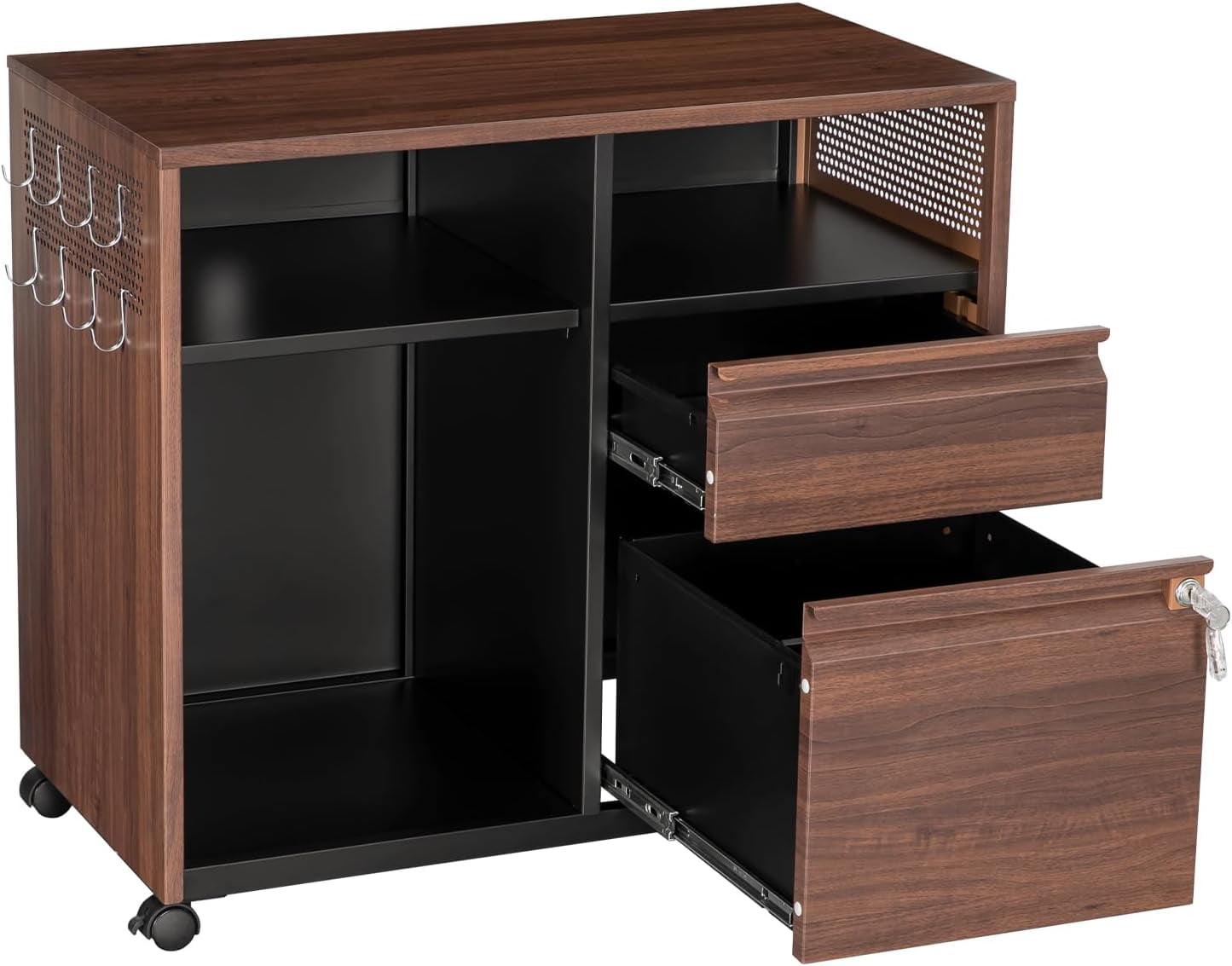 Rolling File Cabinet with Lock, Metal Filing Cabinets Under Desk Storage Organizer with Wheels ...