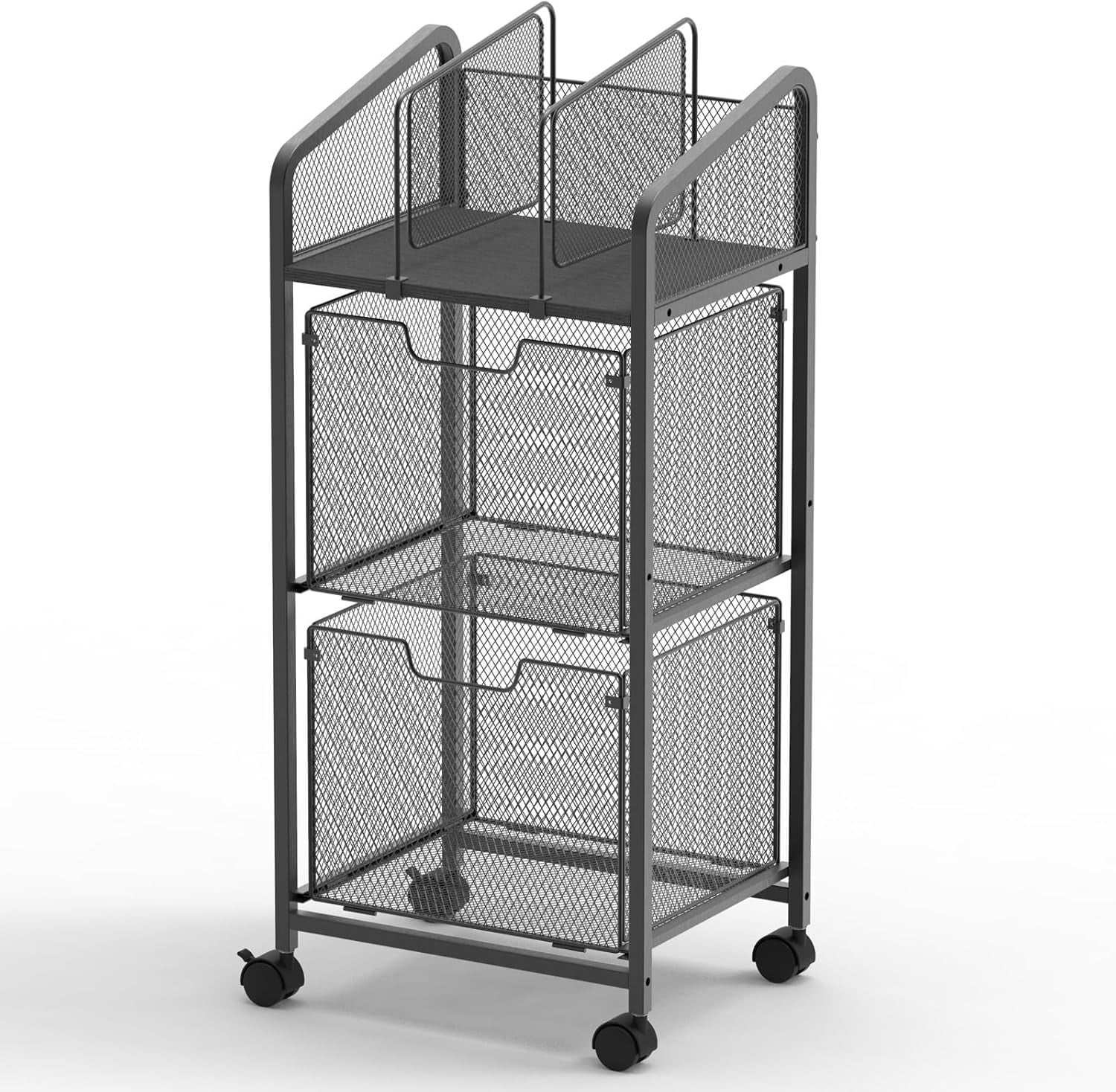 Rolling File Cart with 2 Storage Drawers,Rolling File Cabinet with Metal BookEnds,Hanging File ...