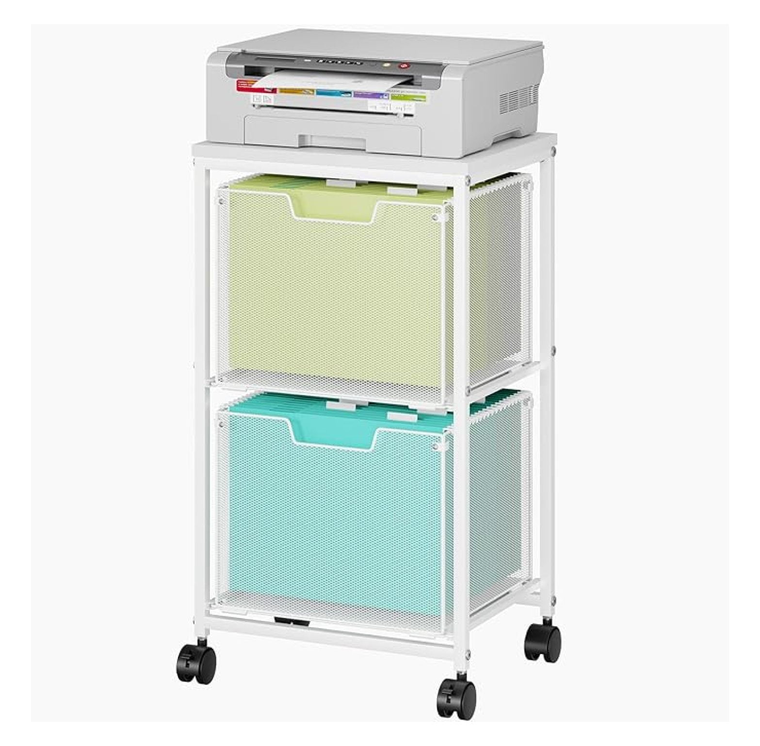 Rolling File Cart with 2 Storage Drawers,Under Desk Storage,Hanging ...