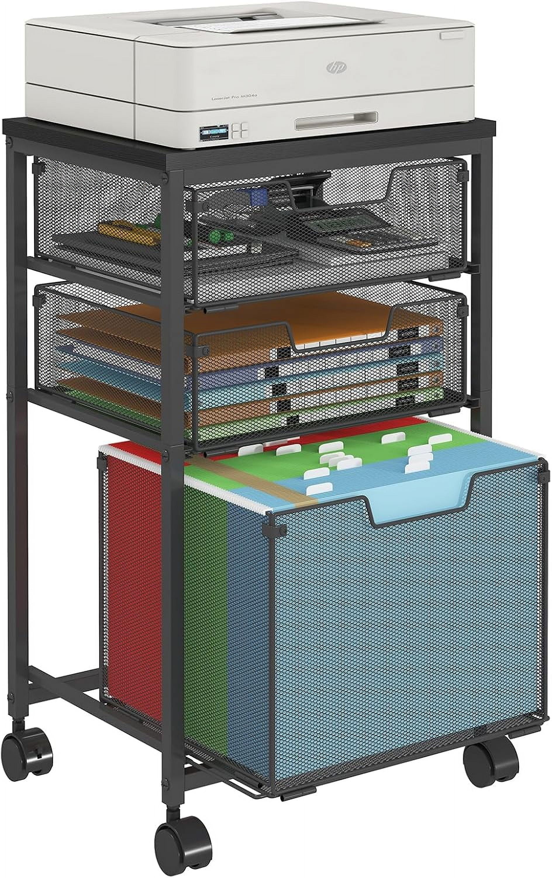 Rolling File Cart with 3 Drawers, Under Desk Storage Mobile Filing ...